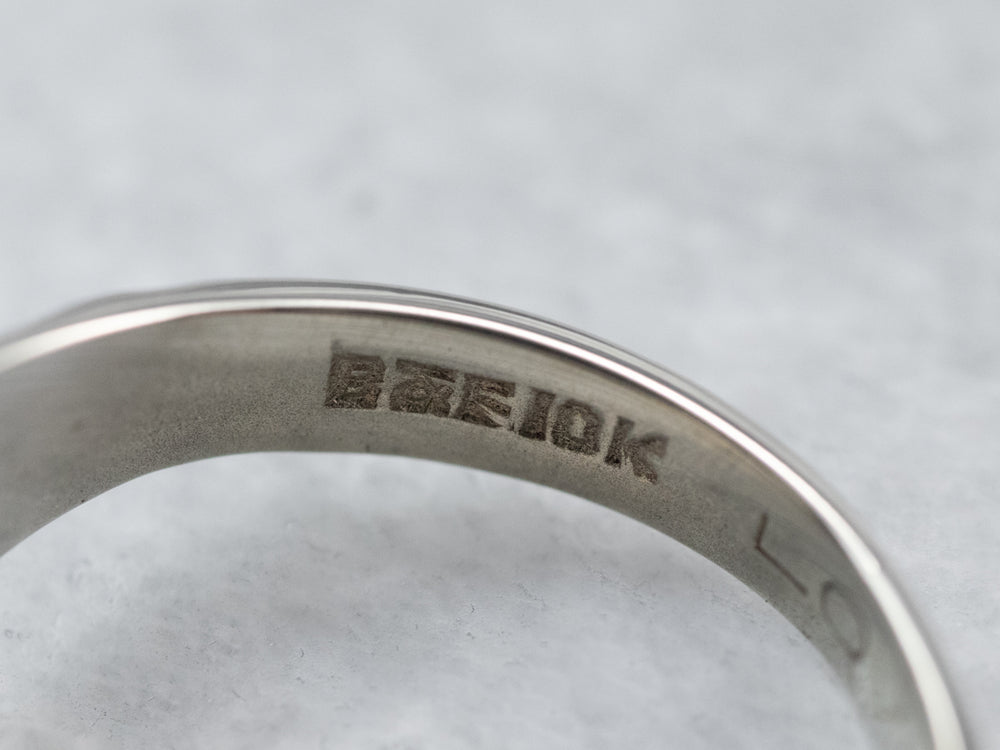 Vintage White Gold Patterned Signet Ring - Market Square Jewelers