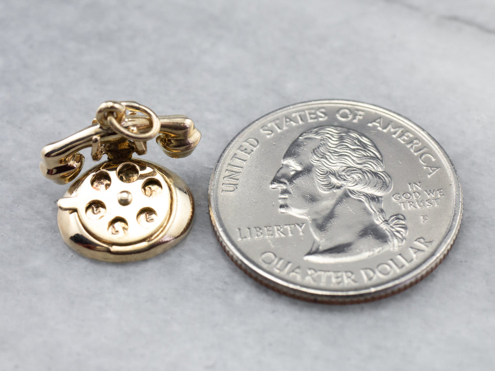 Vintage Gold Rotary Phone Charm - Market Square Jewelers