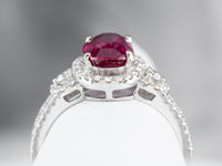 Modern Ruby and Diamond Engagement Ring