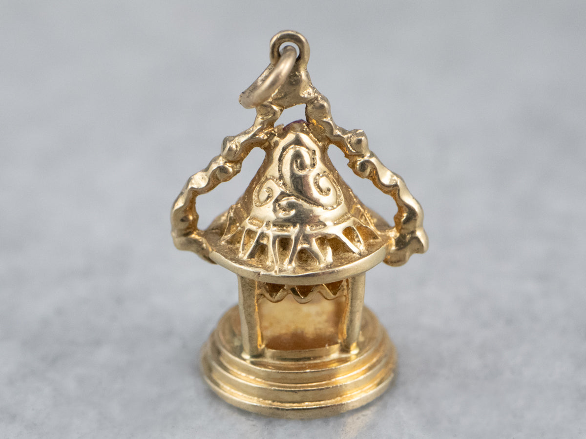 Ornate Gold and Ruby Temple Charm - Market Square Jewelers