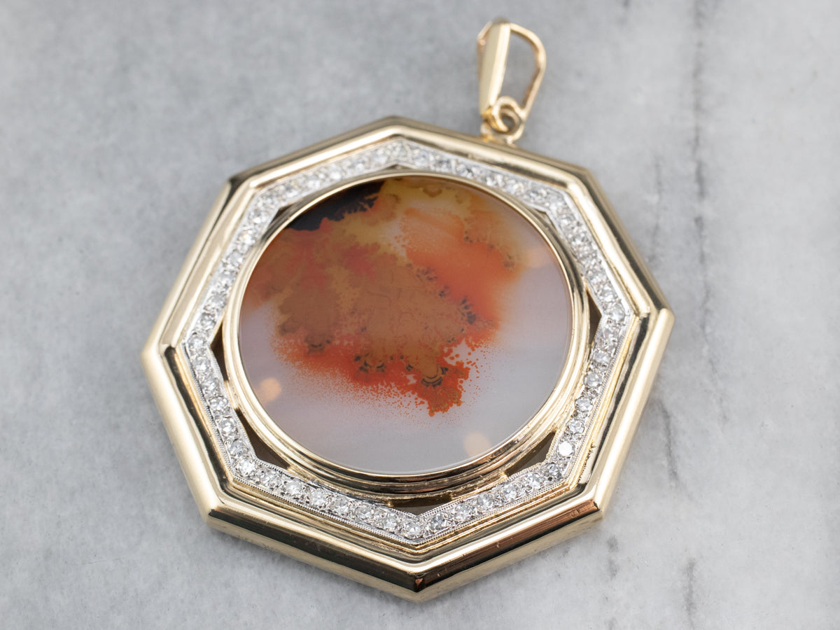 Diamond Shazar Stone Agate Halo Pendant - Market Square Jewelers