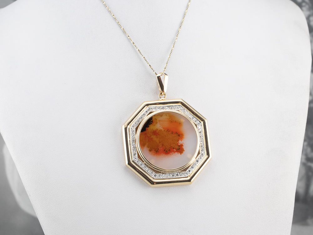 Diamond Shazar Stone Agate Halo Pendant - Market Square Jewelers