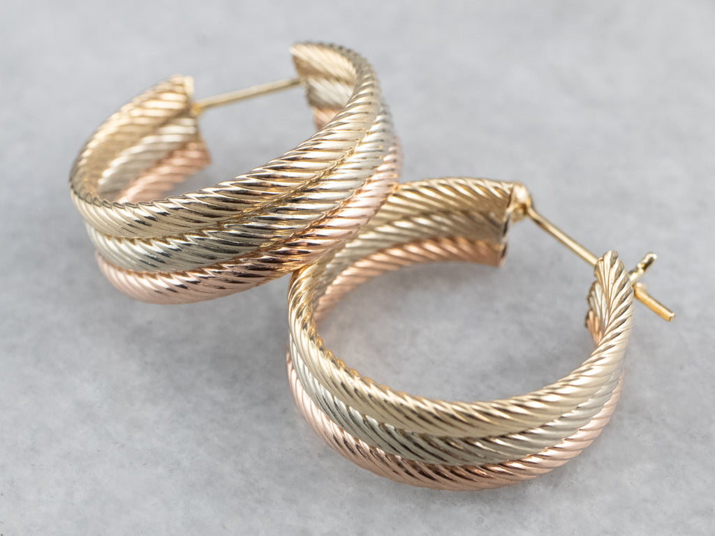 Tri-Color Gold Hoop Earrings - Market Square Jewelers