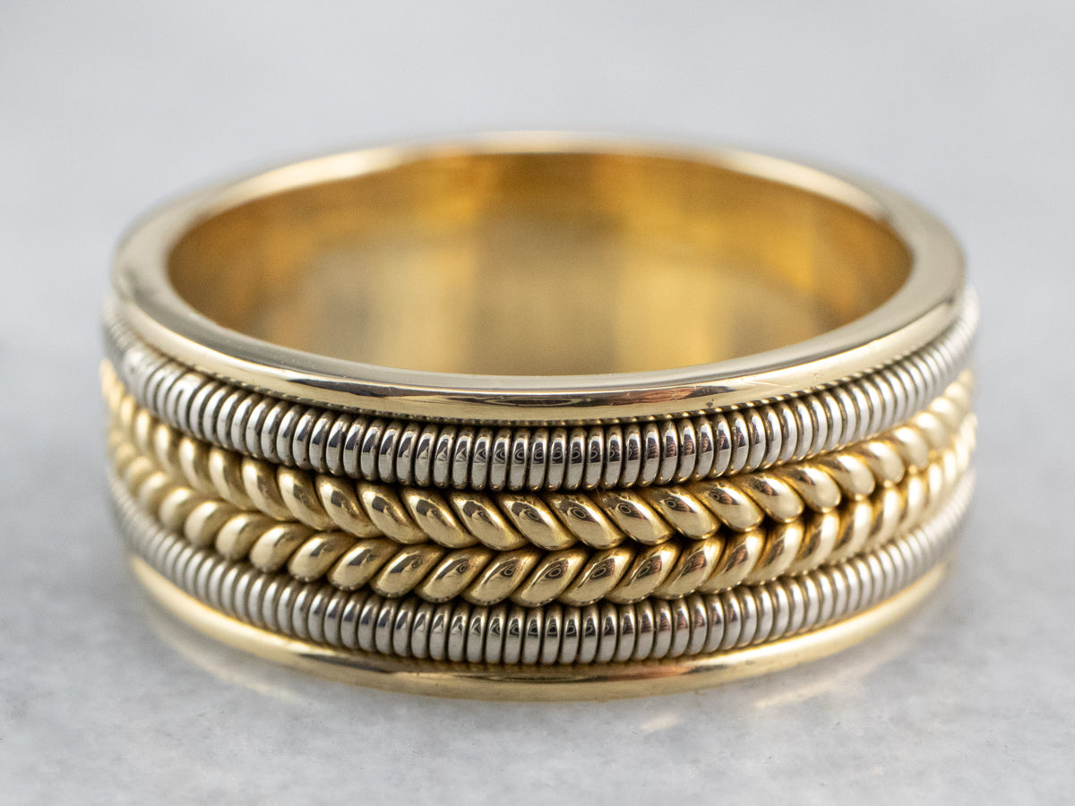 Heavy 18K Two Tone Gold Braided Band - Market Square Jewelers