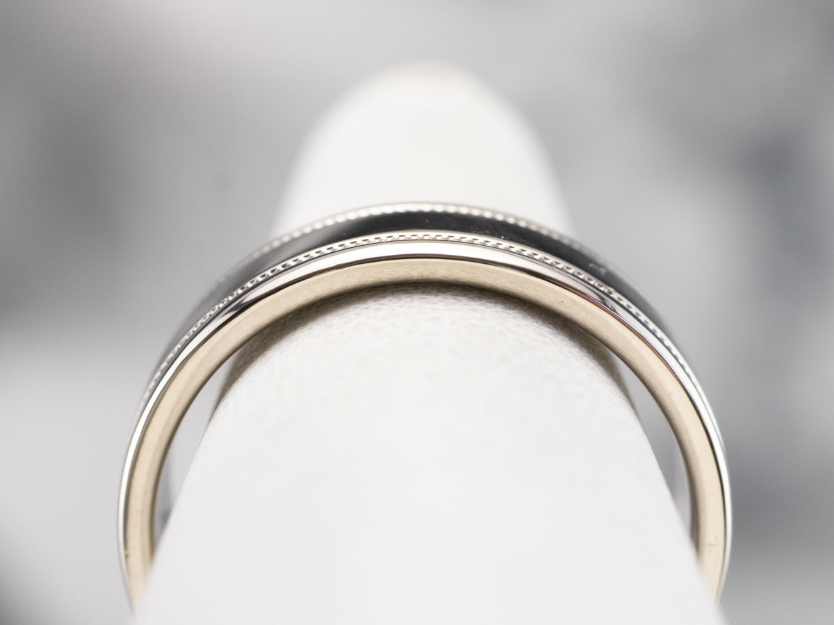 14K White Gold Milgrain Wedding Band - Market Square Jewelers