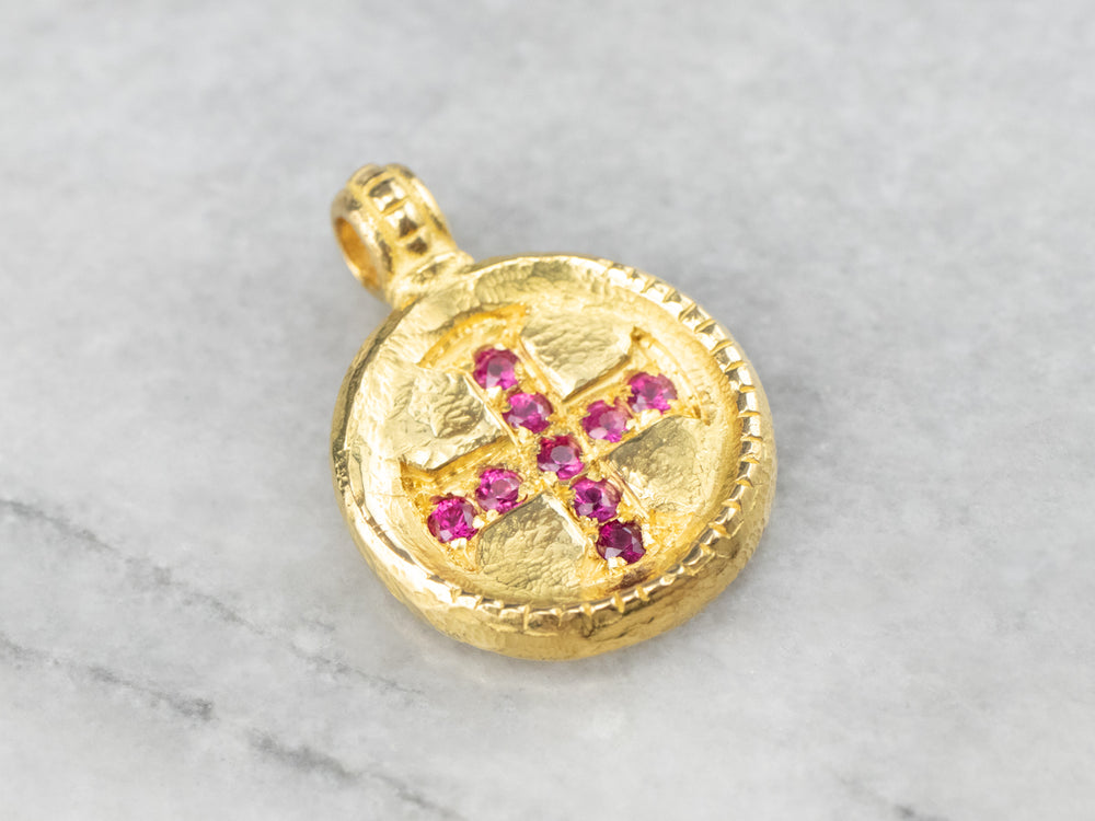 Ruby Cross 800 Gold Medal Pendant - Market Square Jewelers