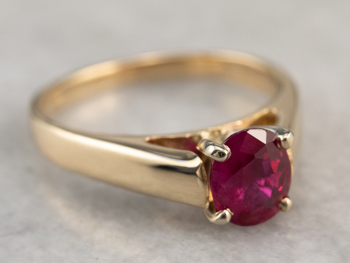Raspberry Ruby Solitaire Ring - Market Square Jewelers