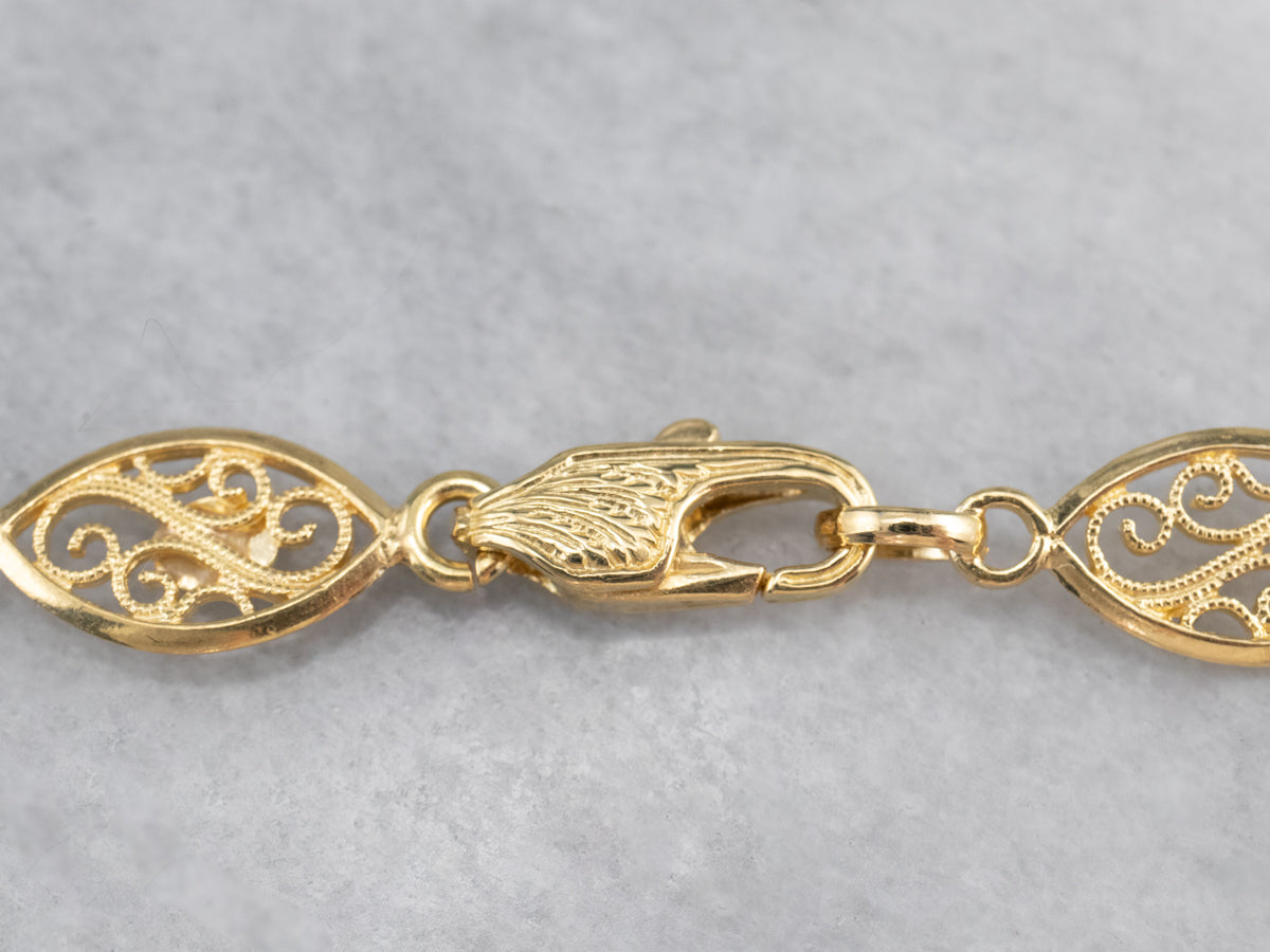 18K Gold Filigree Link Chain - Market Square Jewelers