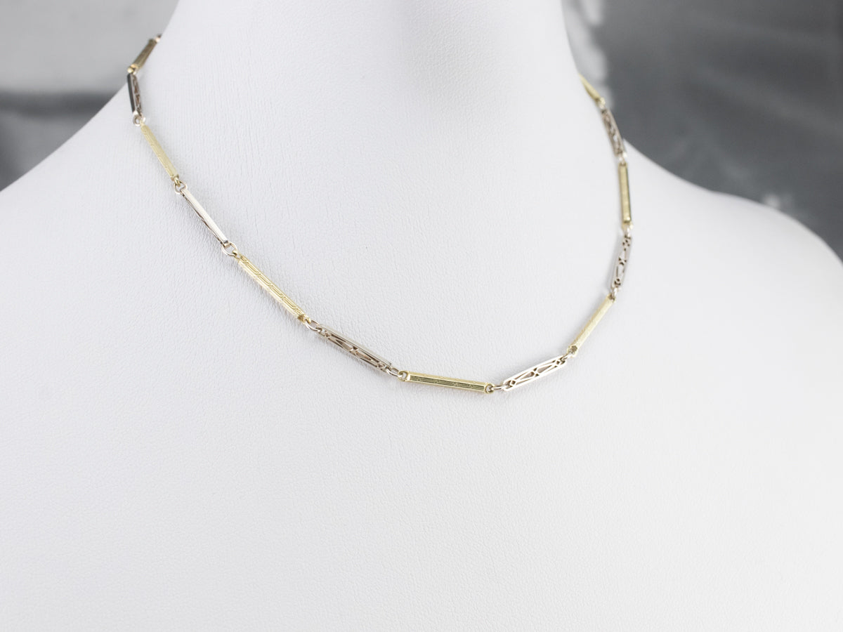 Retro Yellow and White Gold Watch Chain - Market Square Jewelers