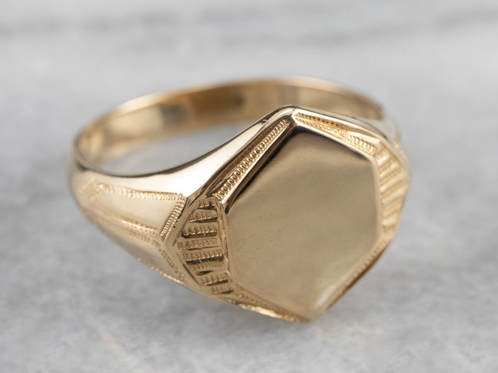 Vintage Gold Hexagonal Signet Ring - Market Square Jewelers