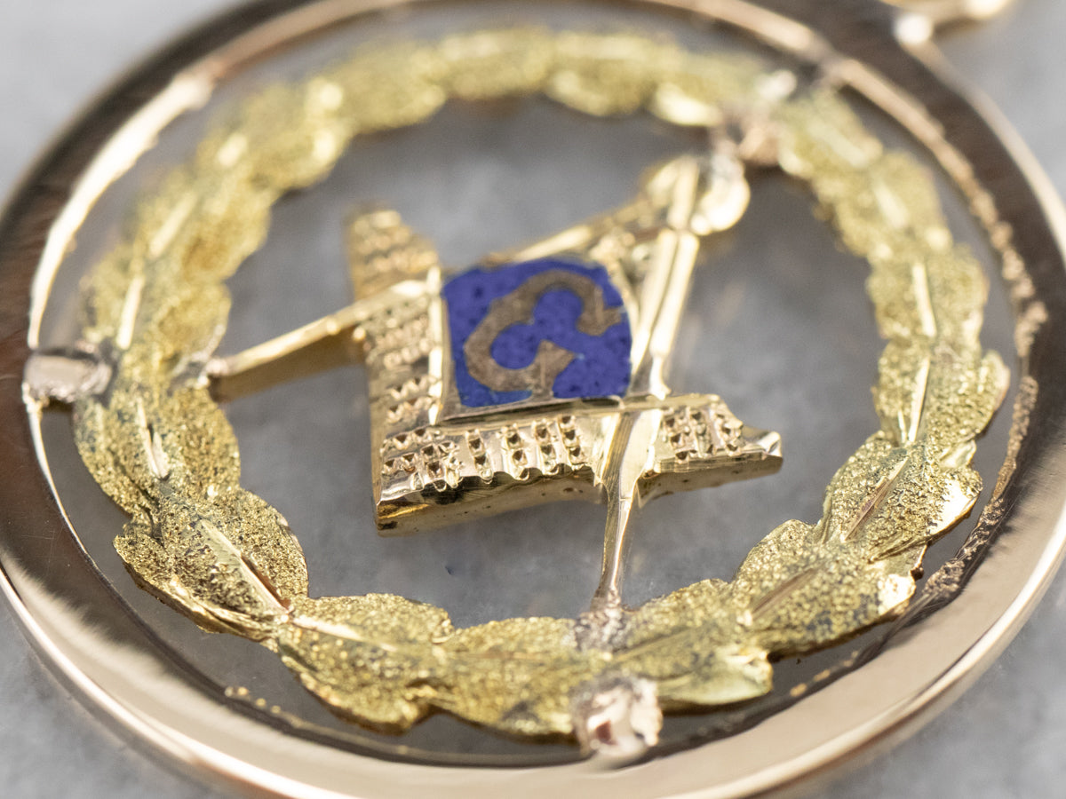 Vintage Masonic Enamel Gold Medallion Pendant - Market Square Jewelers