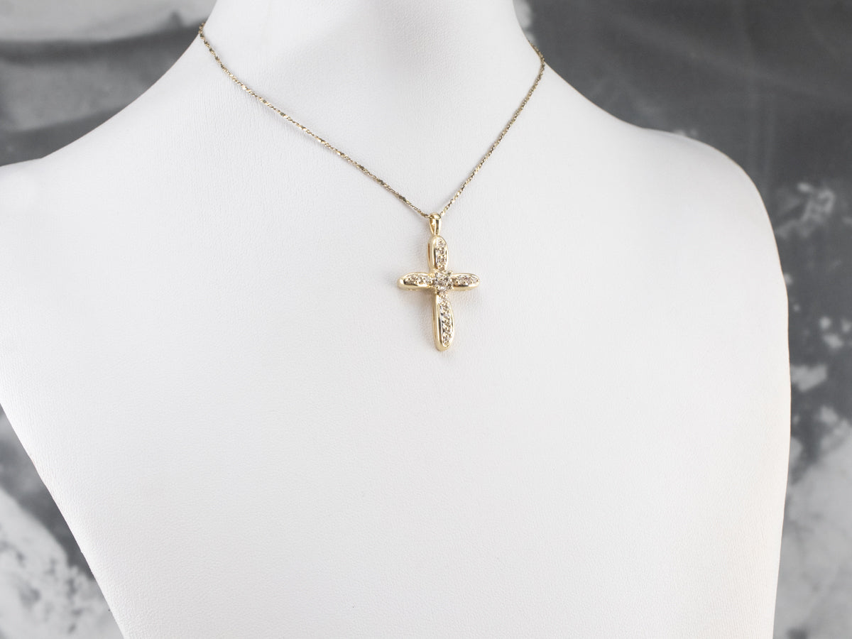Modern Champagne Diamond Cross - Market Square Jewelers