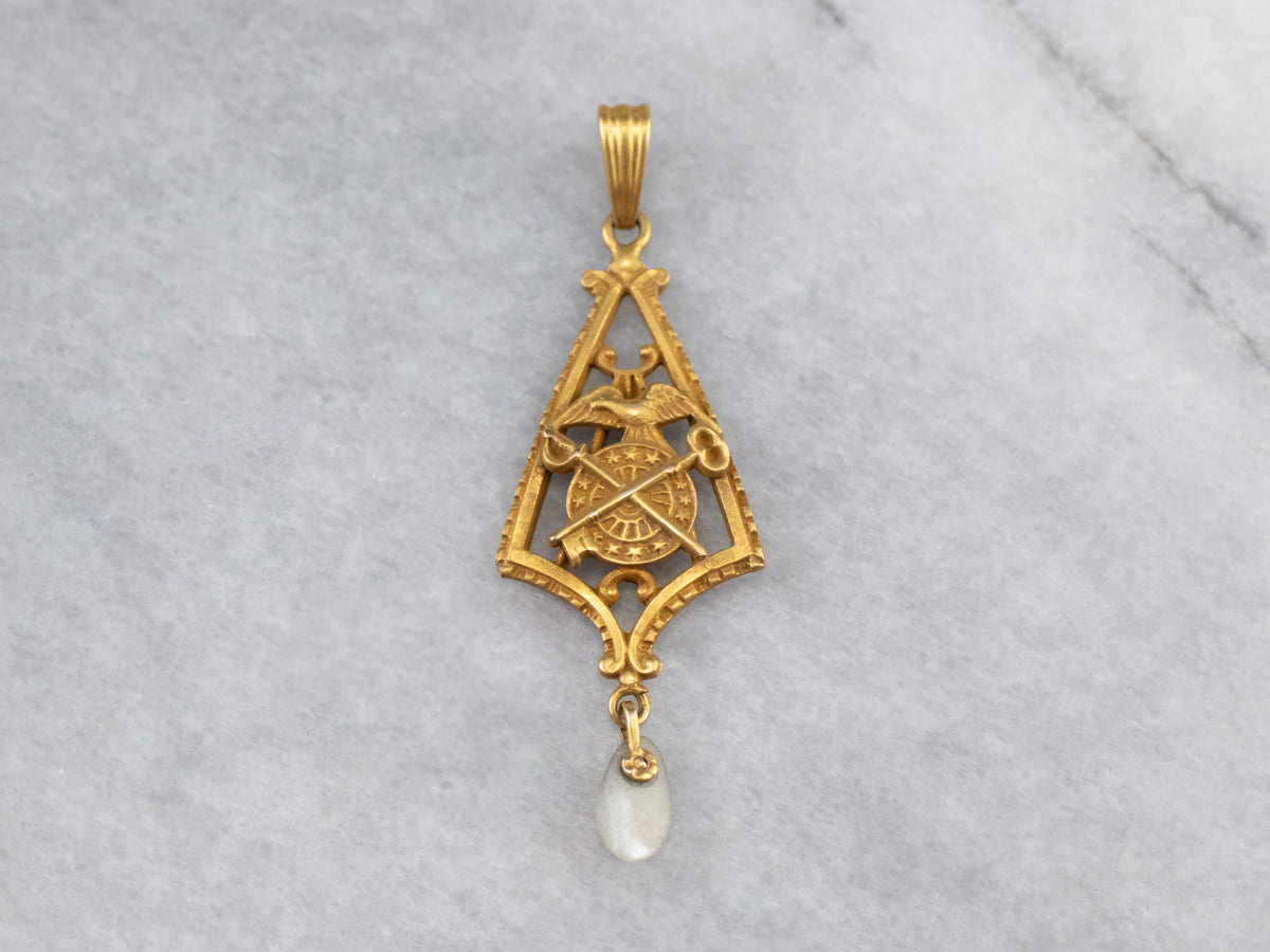 Gold Quartermaster Corps Antique Pendant - Market Square Jewelers