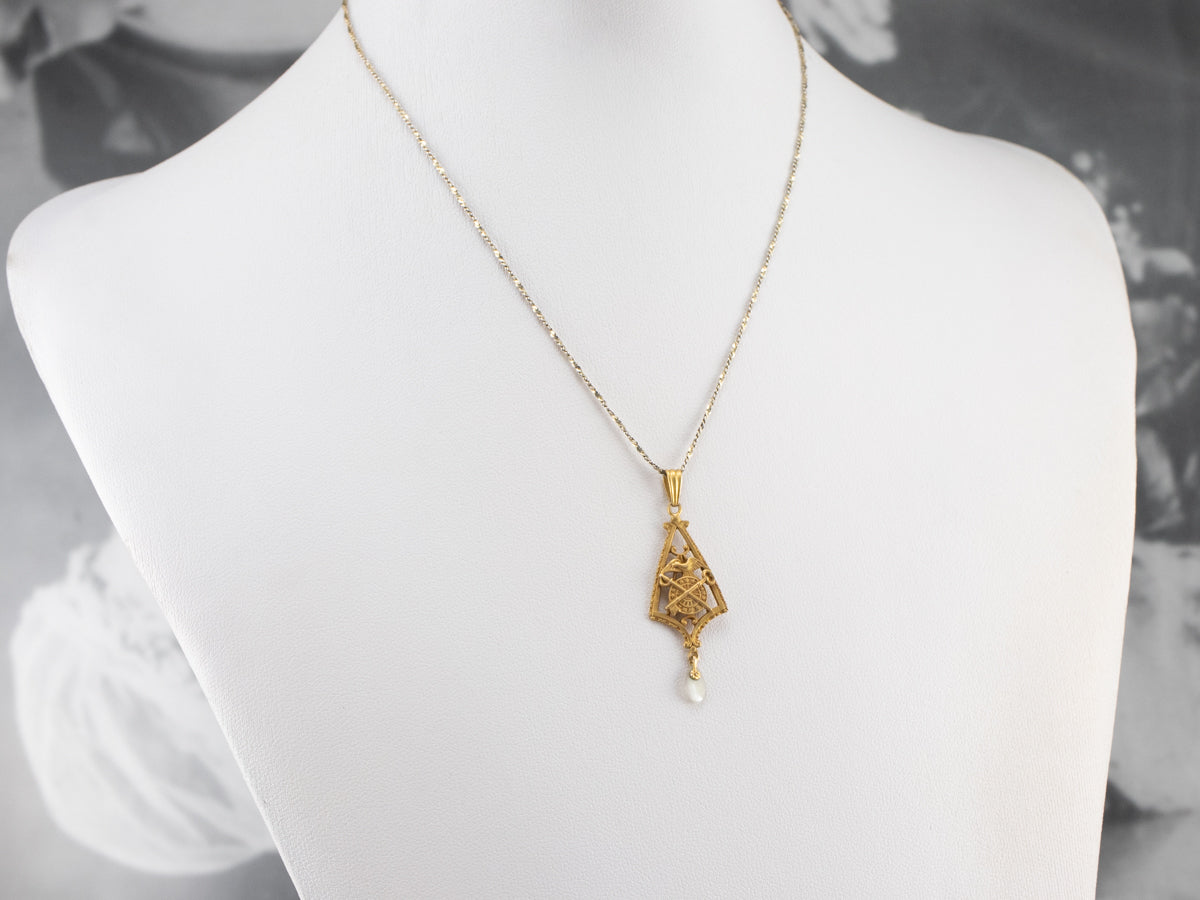 Gold Quartermaster Corps Antique Pendant - Market Square Jewelers