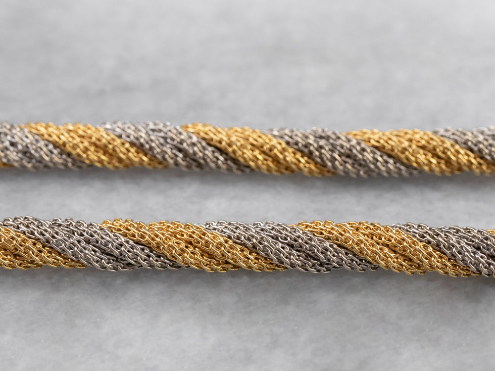 Two Tone 18K Gold Twisted Mesh Chain Necklace - Market Square Jewelers
