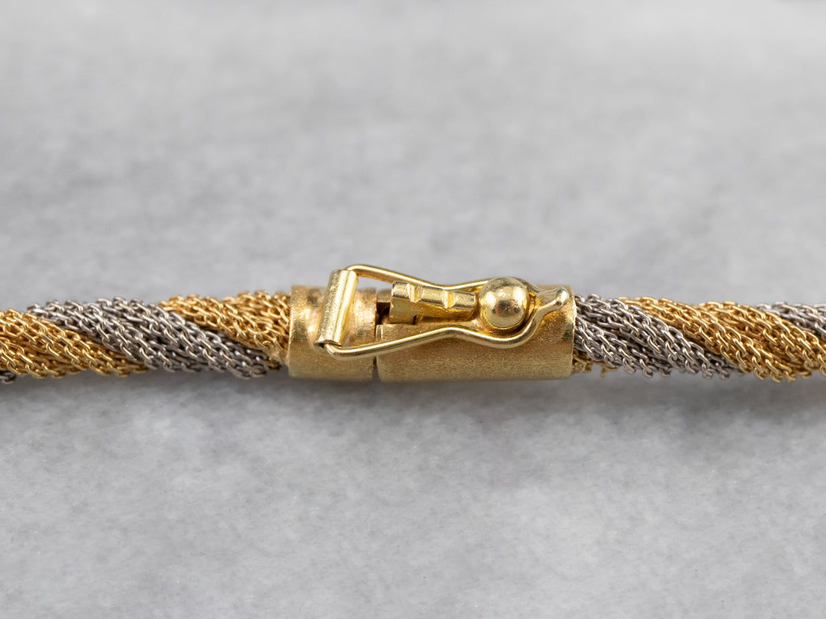 Two Tone 18K Gold Twisted Mesh Chain Necklace - Market Square Jewelers