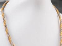 Two Tone 18K Gold Twisted Mesh Chain Necklace