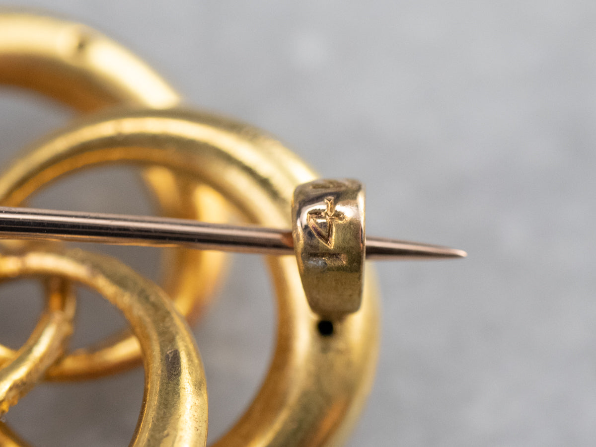 Antique Floral Enamel Gold Love Knot Pin - Market Square Jewelers
