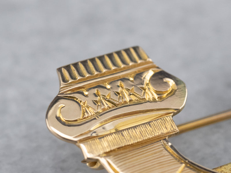 Vintage Grecian Gold Sash Pin