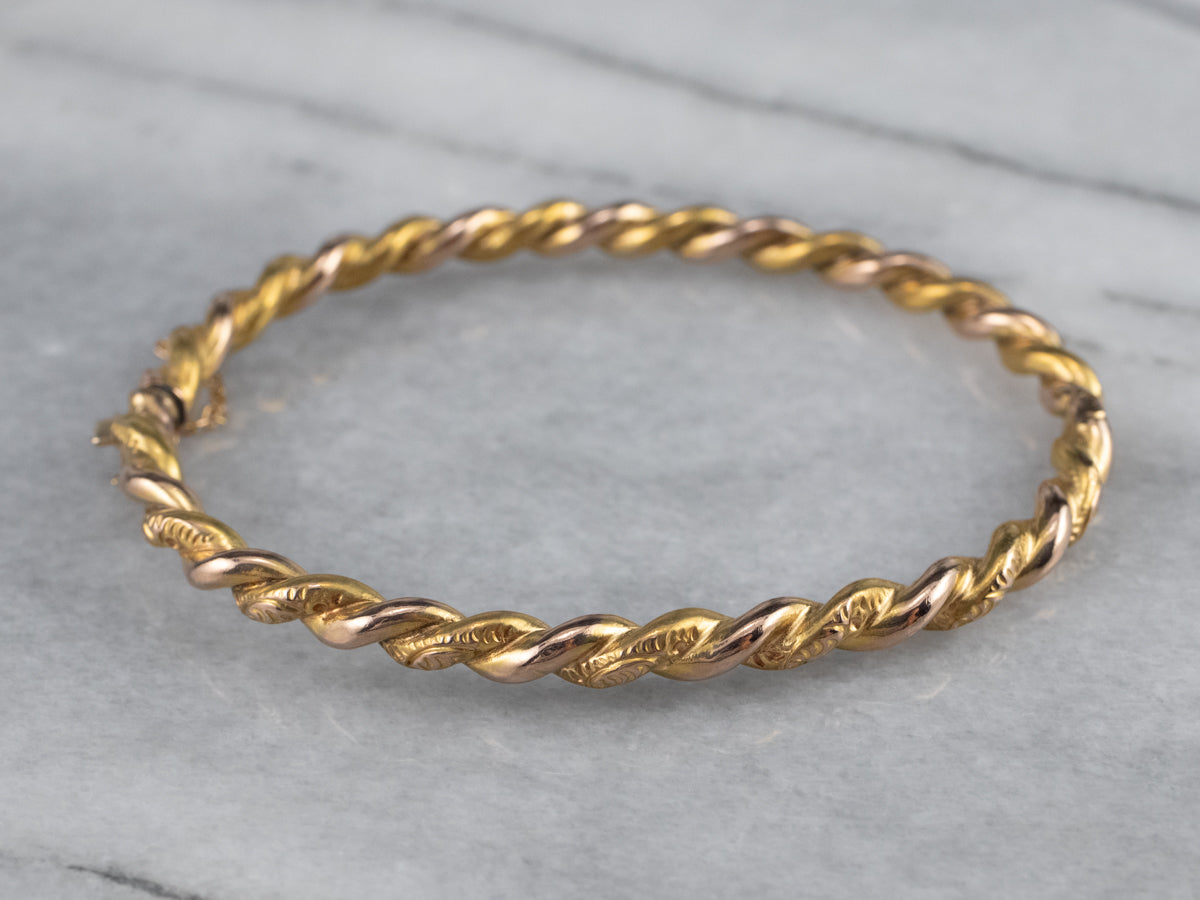 Victorian Twisted Gold Bangle Bracelet - Market Square Jewelers
