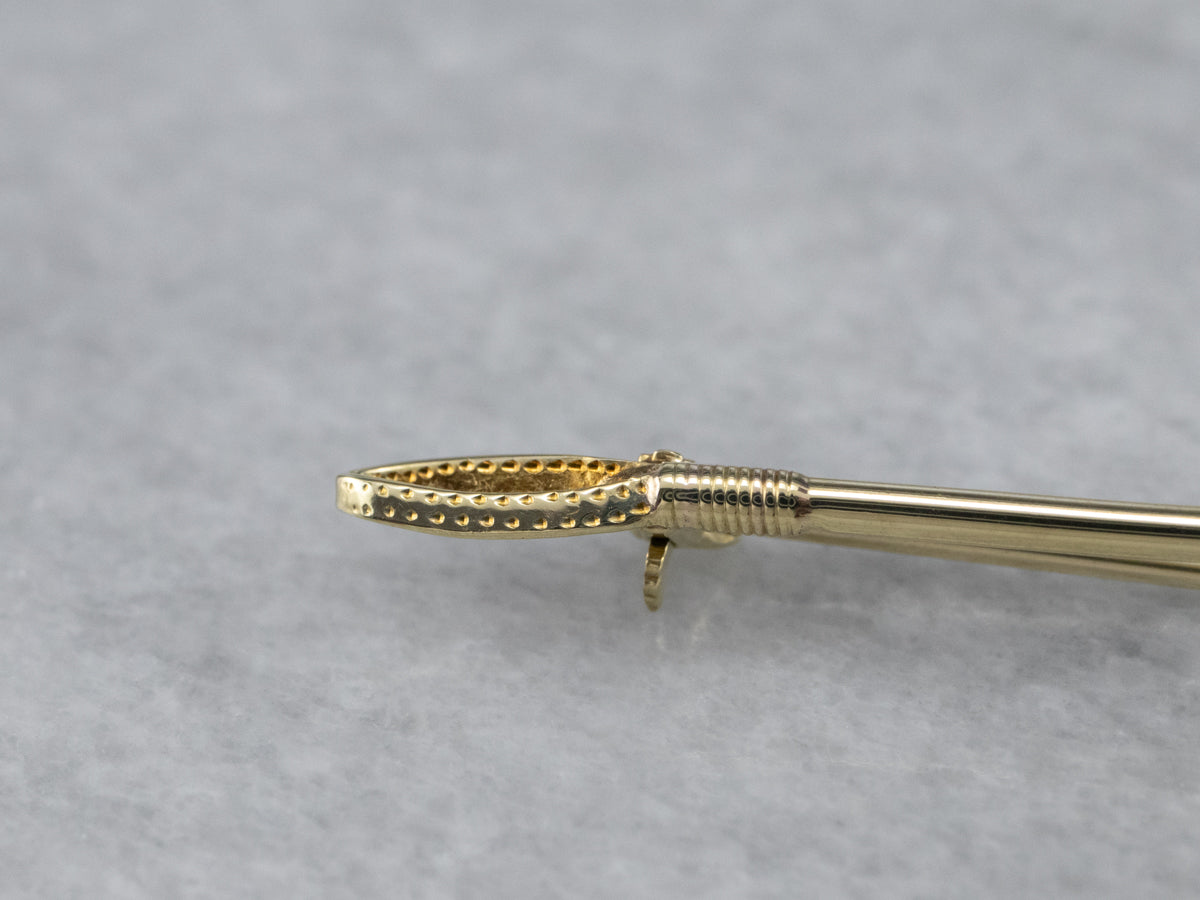 Vintage Equestrian Riding Crop Green Gold Pin - Market Square Jewelers