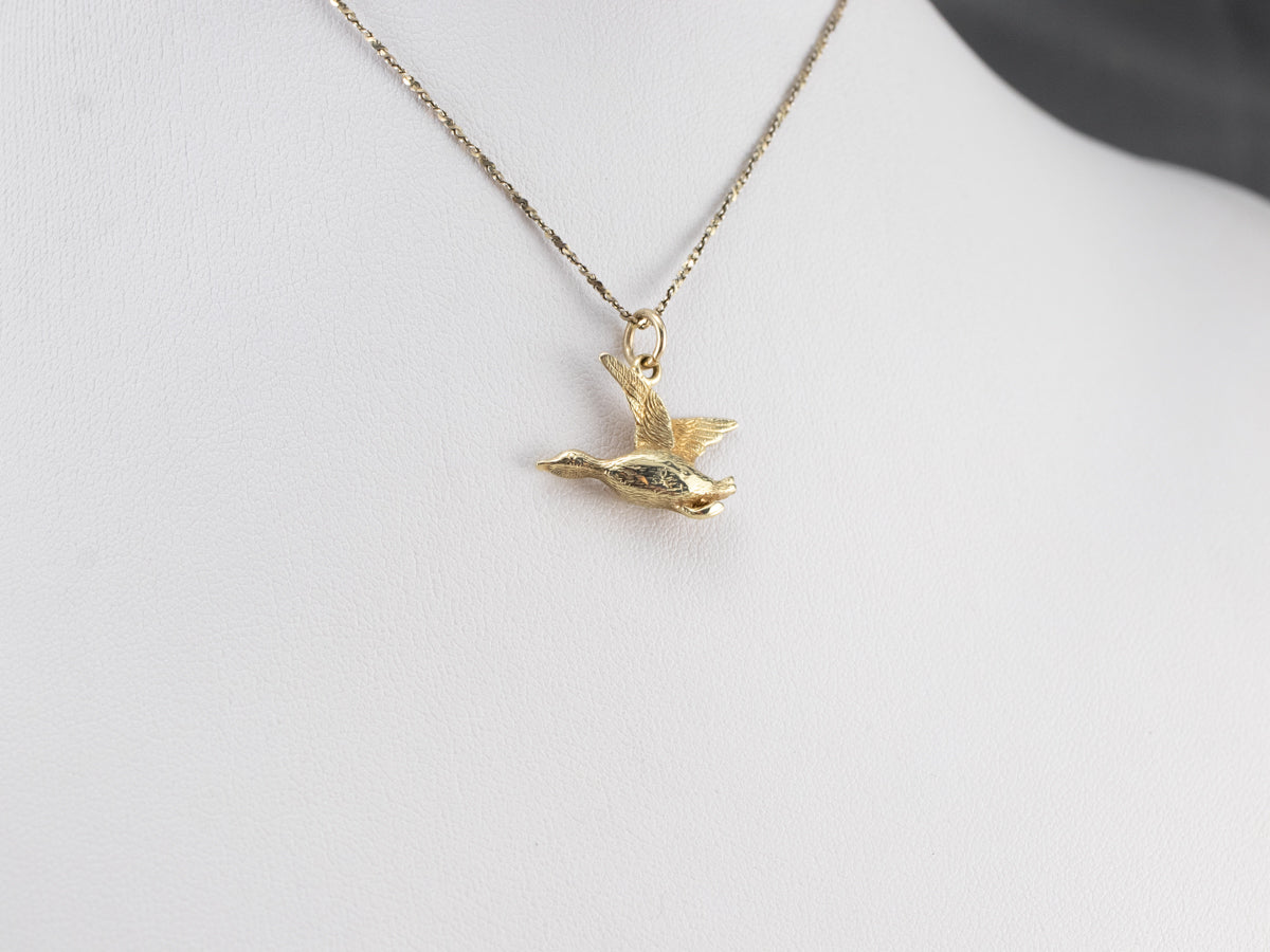 14K Gold Flying Duck Charm - Market Square Jewelers