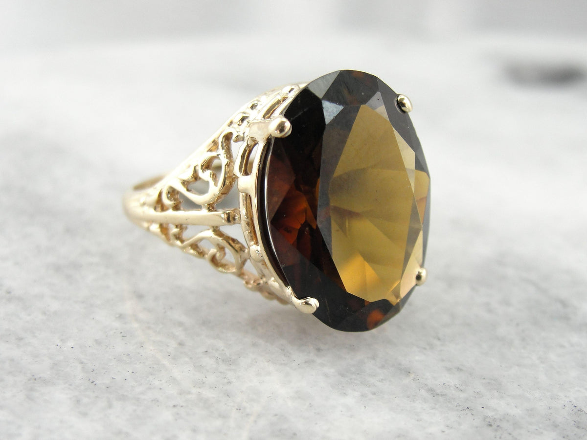 Dravite Tourmaline Gemstone in a Filigree Mounting - Market Square Jewelers