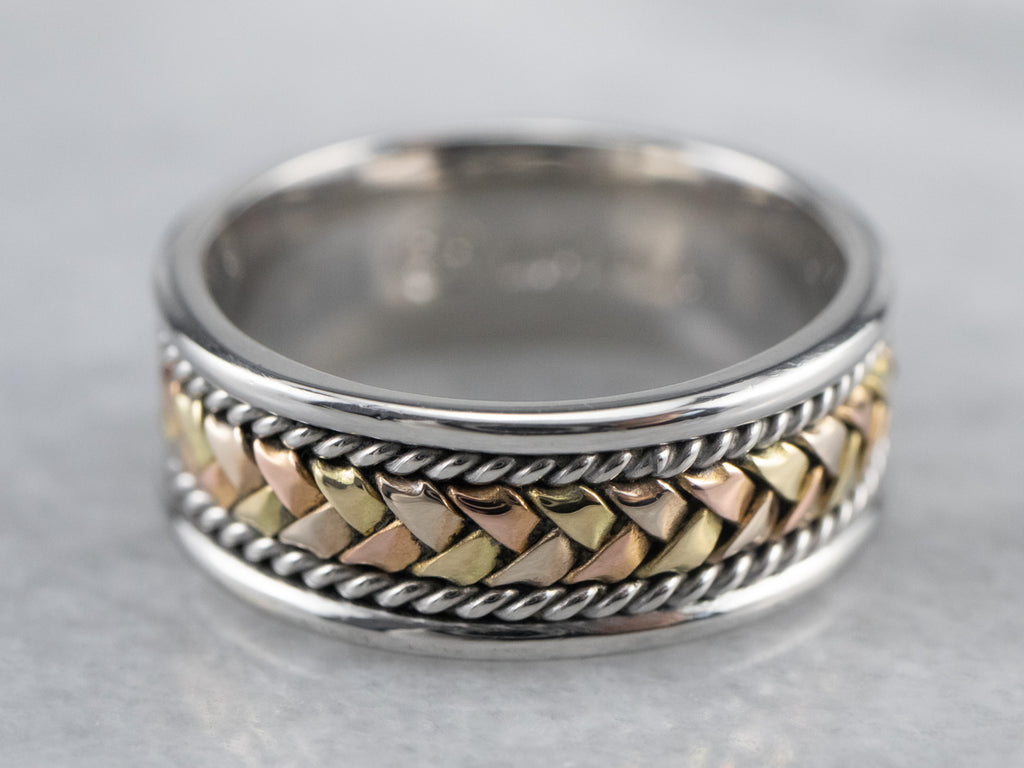 Braided Mixed Metal Patterned Band Ring - Market Square Jewelers