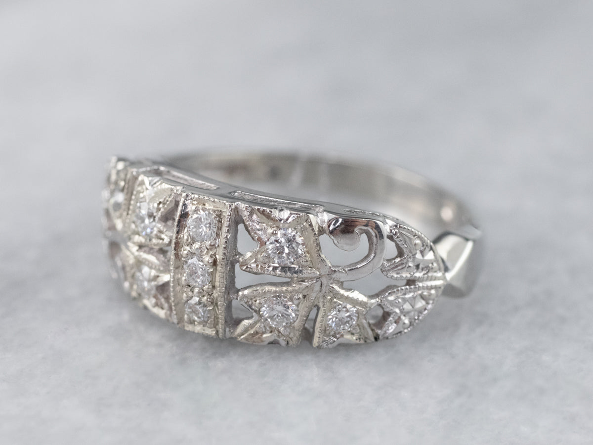 Retro Era Botanical Diamond Ring - Market Square Jewelers