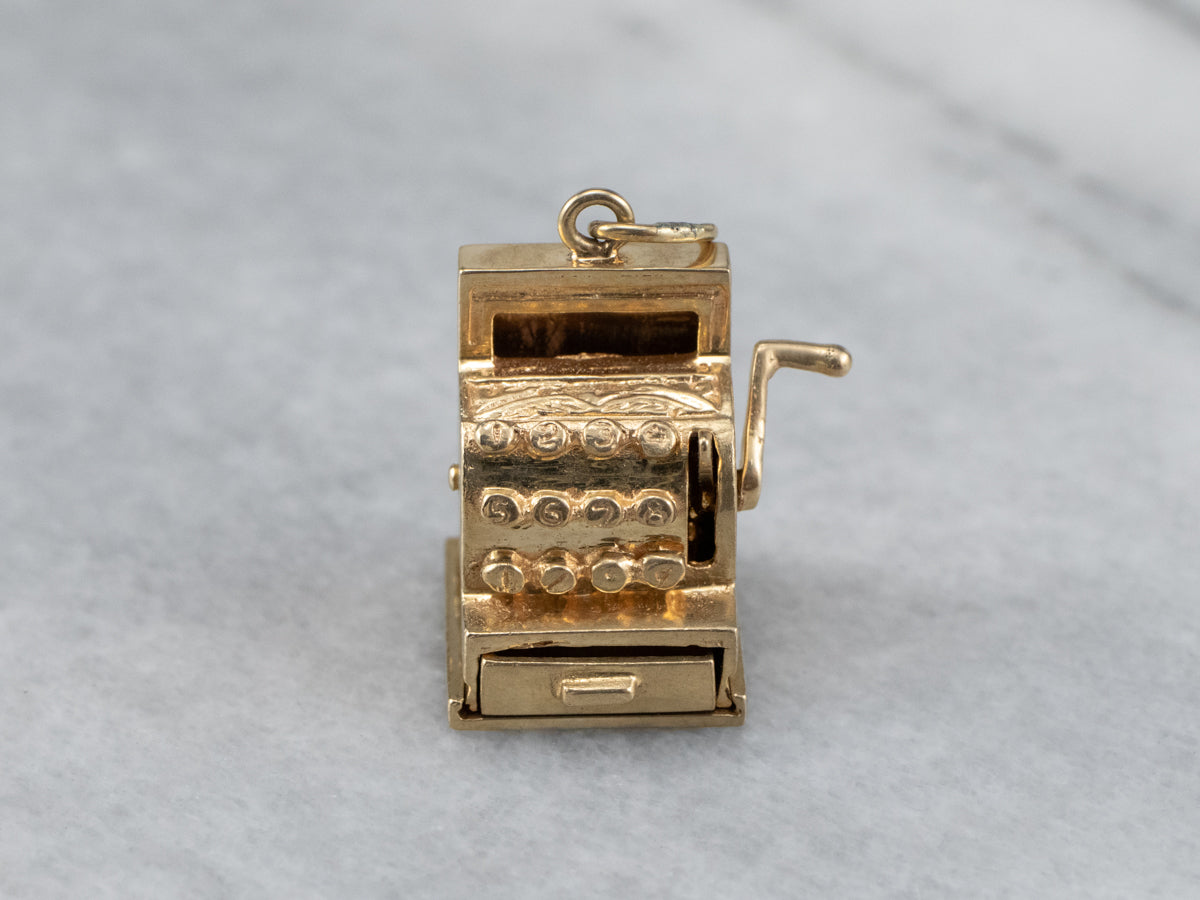 Vintage Gold Cash Register Charm - Market Square Jewelers