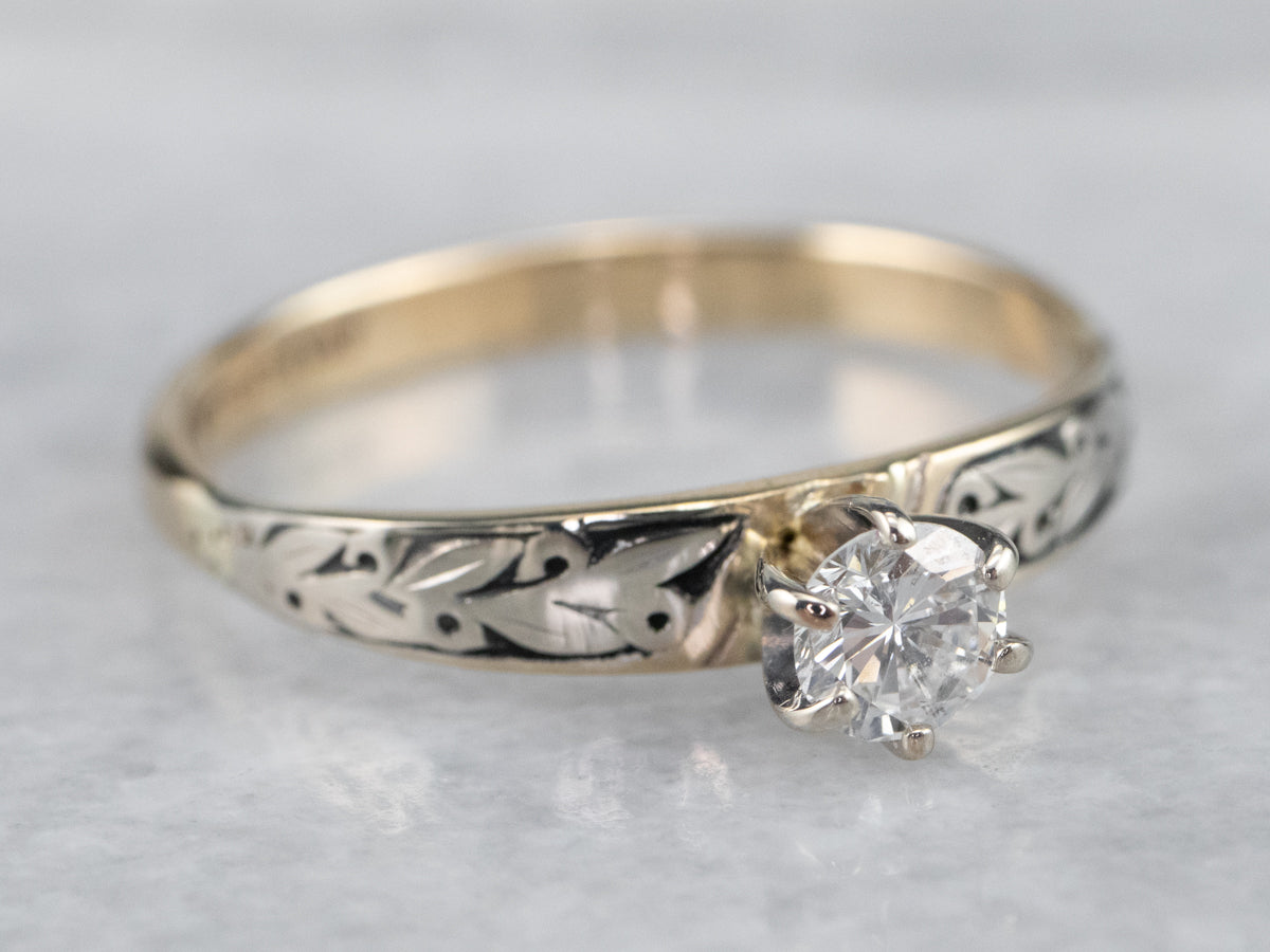 Botanical Diamond Solitaire Engagement Ring - Market Square Jewelers