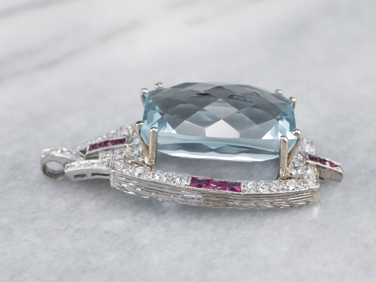 Spectacular Natural Blue Topaz, Diamond and Ruby Pendant from the Art ...
