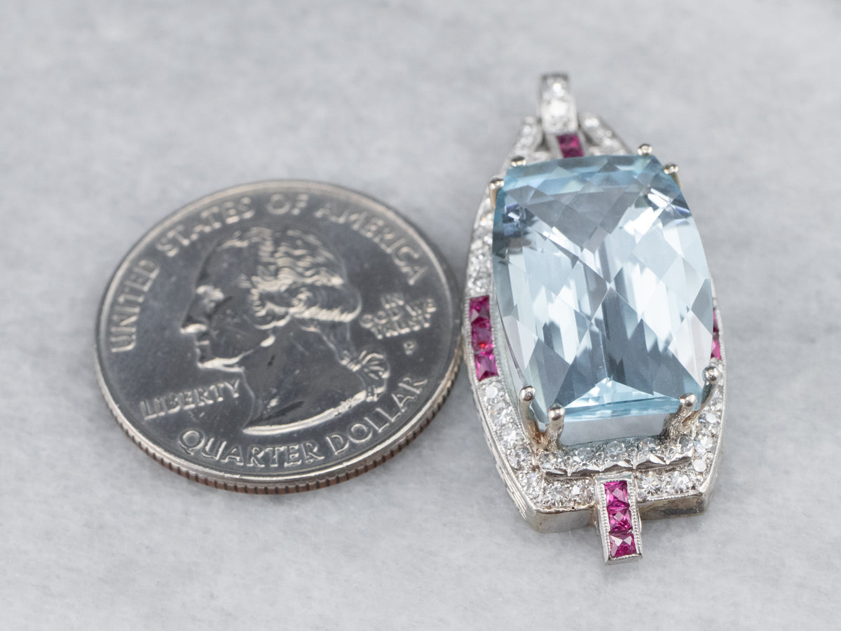 Spectacular Natural Blue Topaz, Diamond and Ruby Pendant from the Art ...