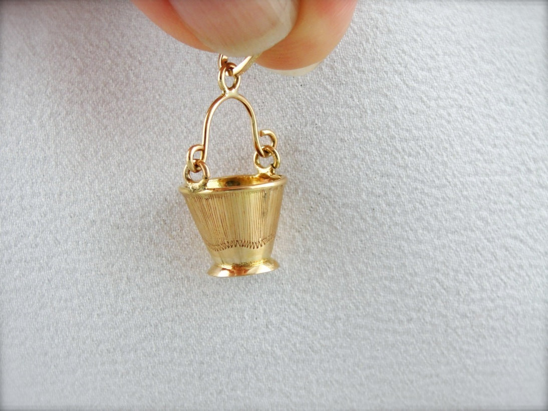 Sweet Rose Gold Pail or Bucket With Moving Parts and Opal Glass Interi ...