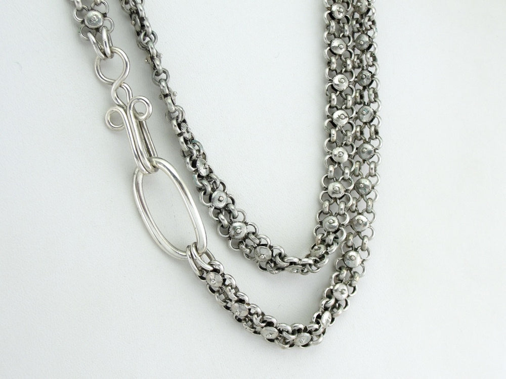 Handmade Floral Link Necklace with Large Decorative Hook Clasp - Market ...