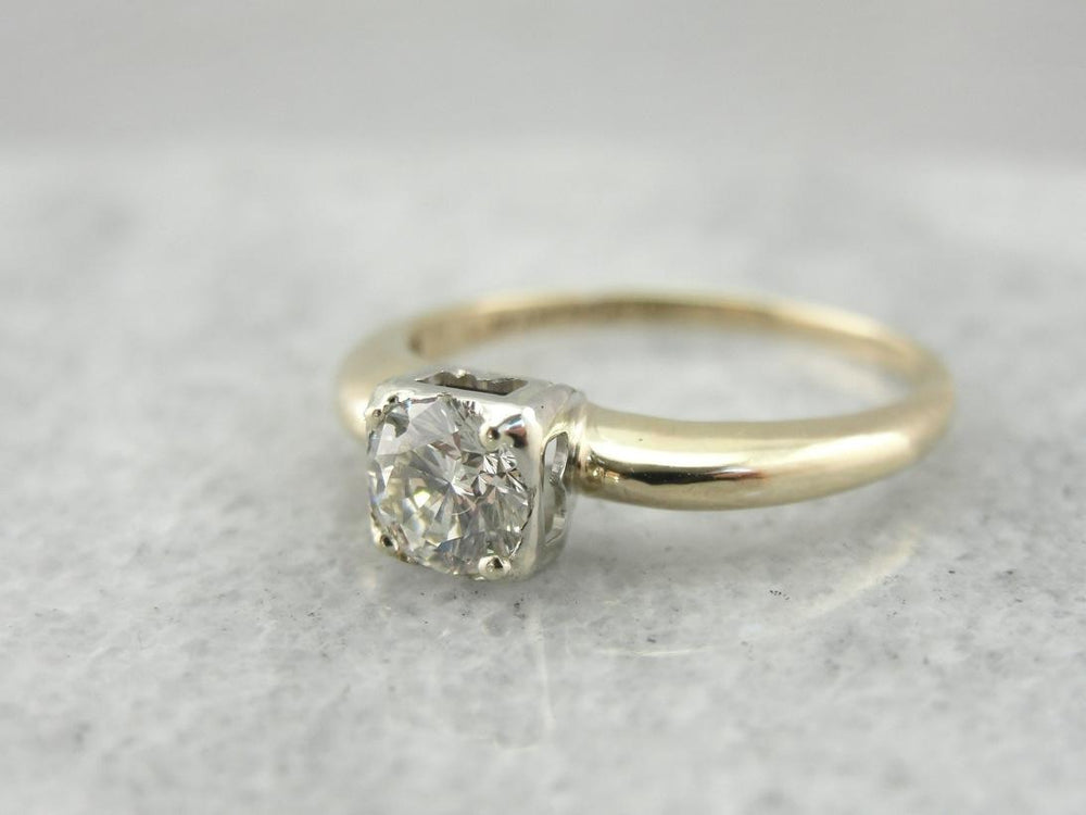 Lady America, A Vintage Solitaire Engagement Ring with Bright Diamond ...