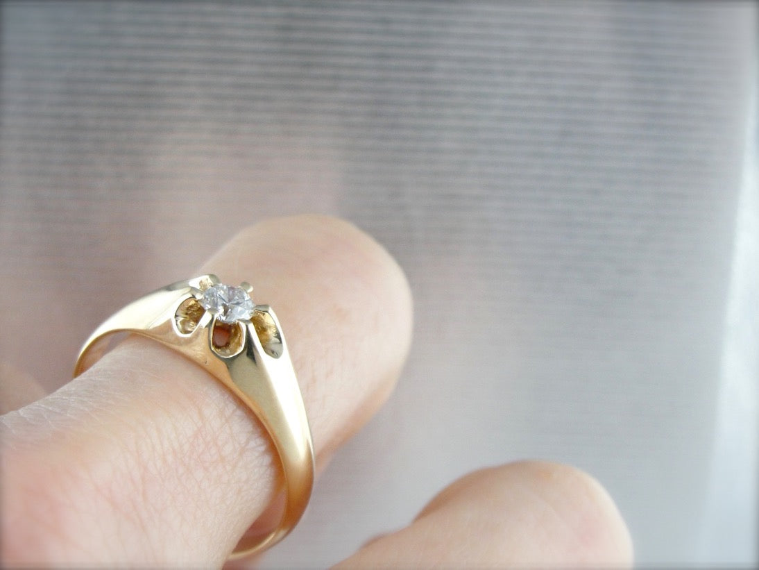 Antique Diamond Engagement Ring in Belcher Setting - Market Square Jewelers