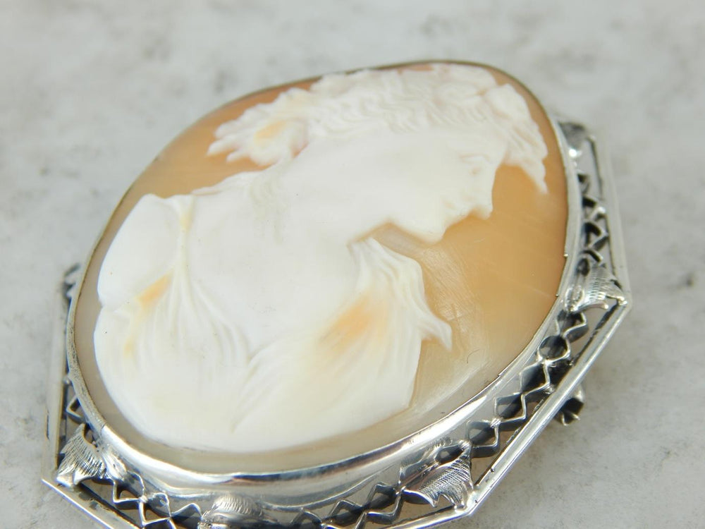 Vintage Sterling Silver Cameo Brooch - Market Square Jewelers