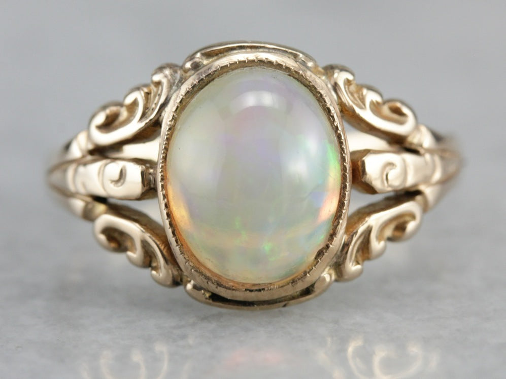 Antique Opal Ornate Gold Ring - Market Square Jewelers