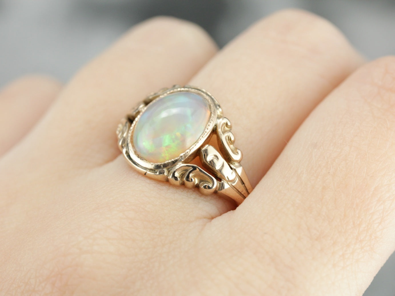 Antique Opal Ornate Gold Ring - Market Square Jewelers
