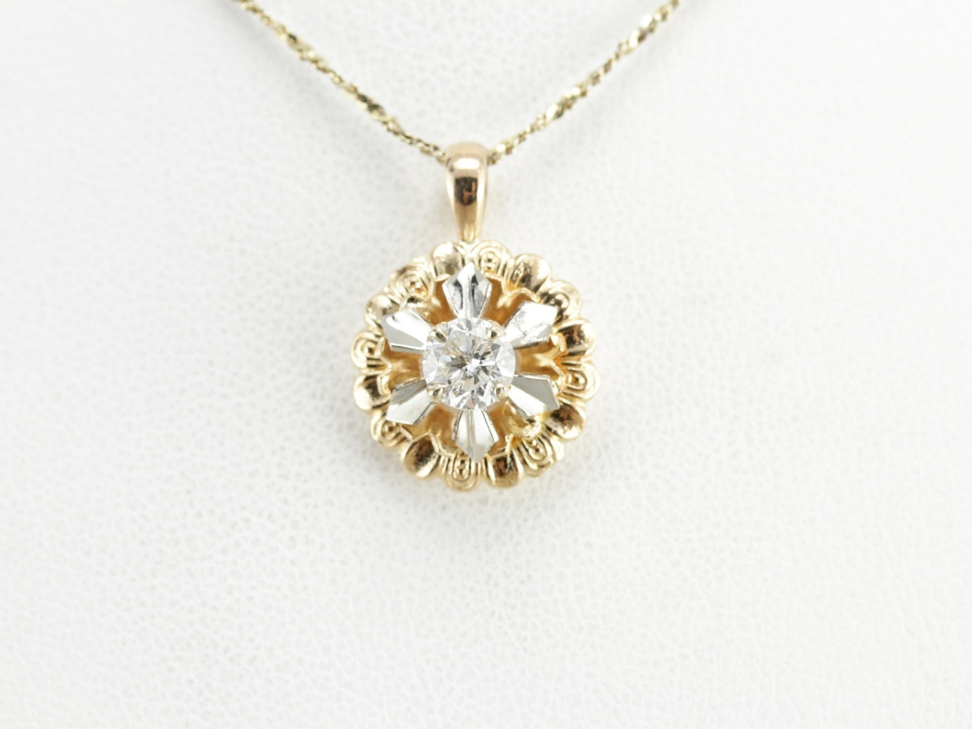 Yellow and White Gold Diamond Pinwheel Pendant - Market Square Jewelers