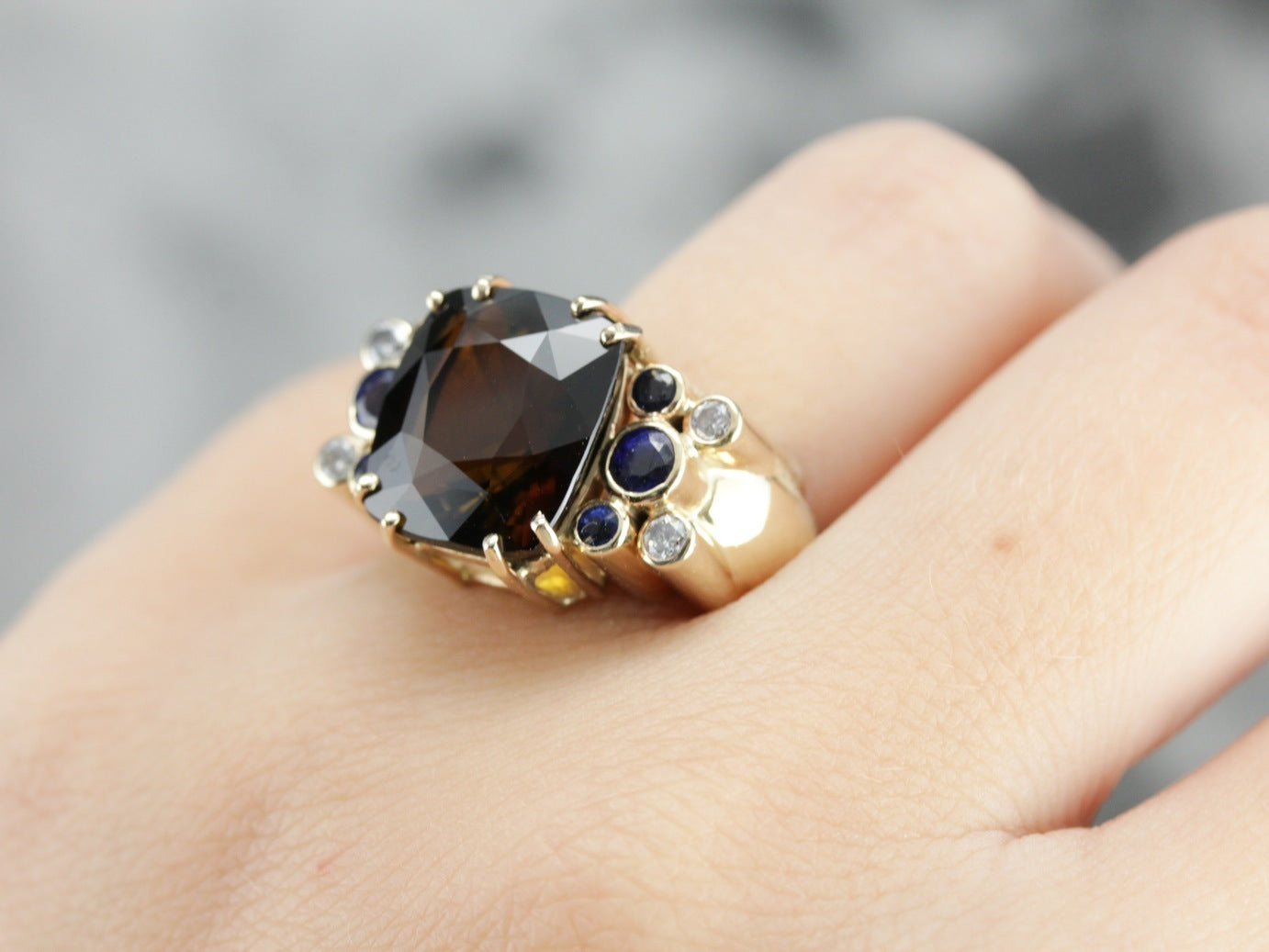Modern Dravite Tourmaline Gold Statement Ring - Market Square Jewelers