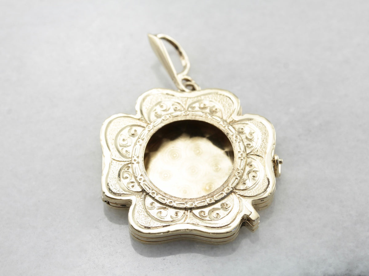 Vintage Shamrock Locket with Room for Multiple Images, Vintage Yellow ...