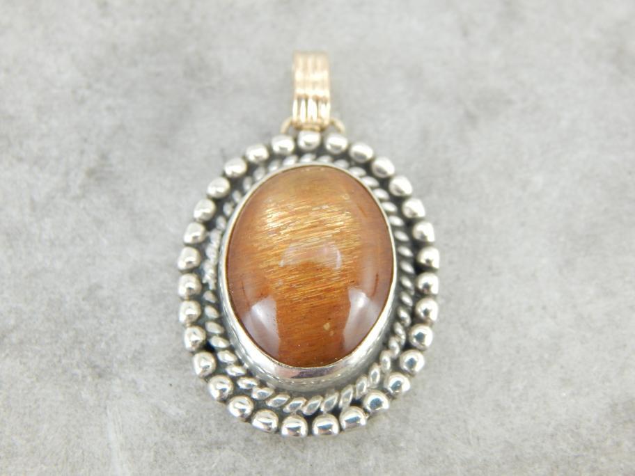 Ann Krupp Sunstone Leaf Gold Brooch