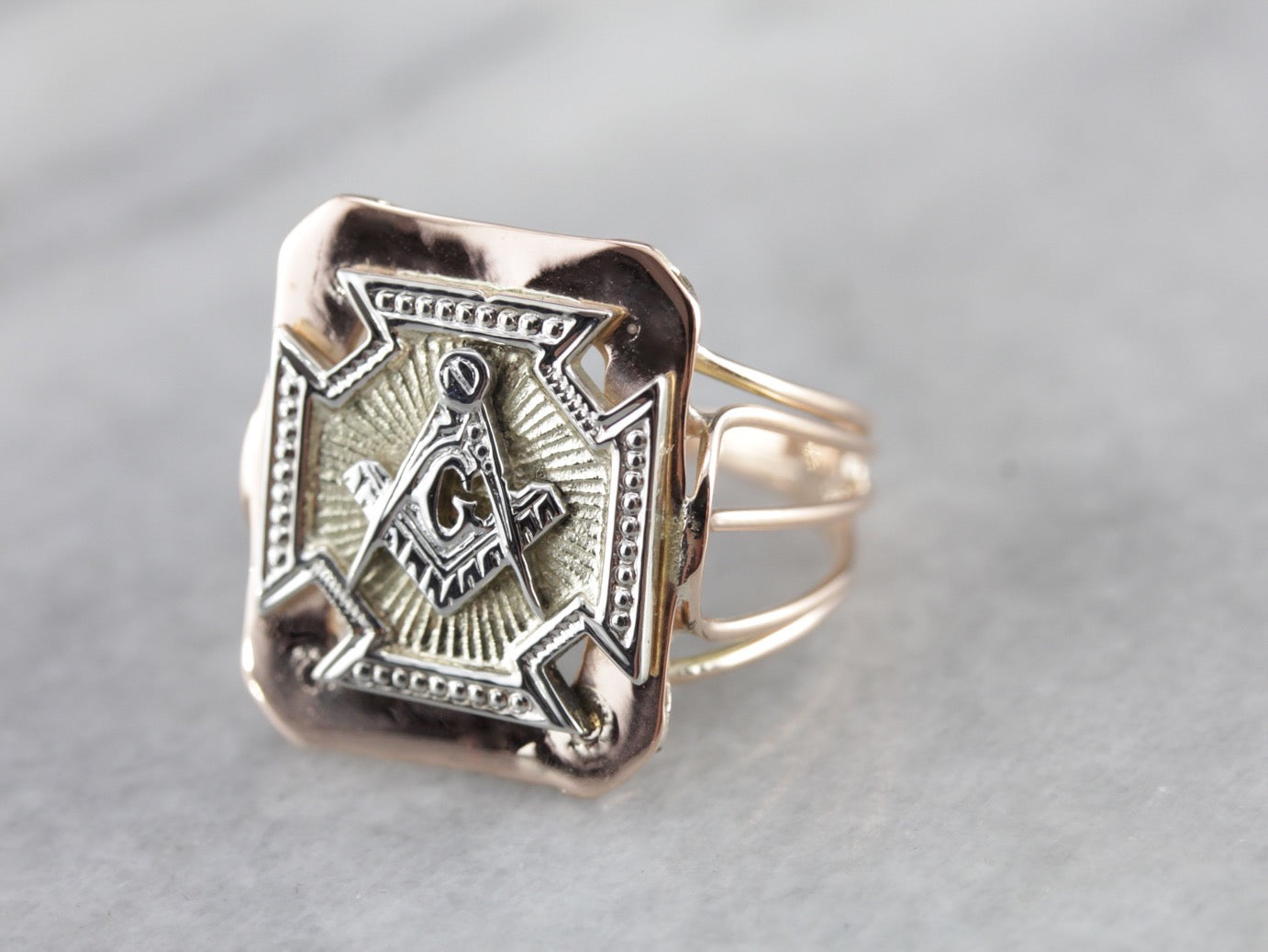 Upcycled Masonic Mixed Metal Signet Ring - Market Square Jewelers